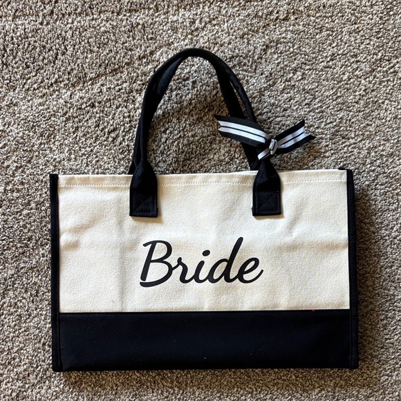 Bags | Bride Canvas Tote Bag Black And Cream | Poshmark